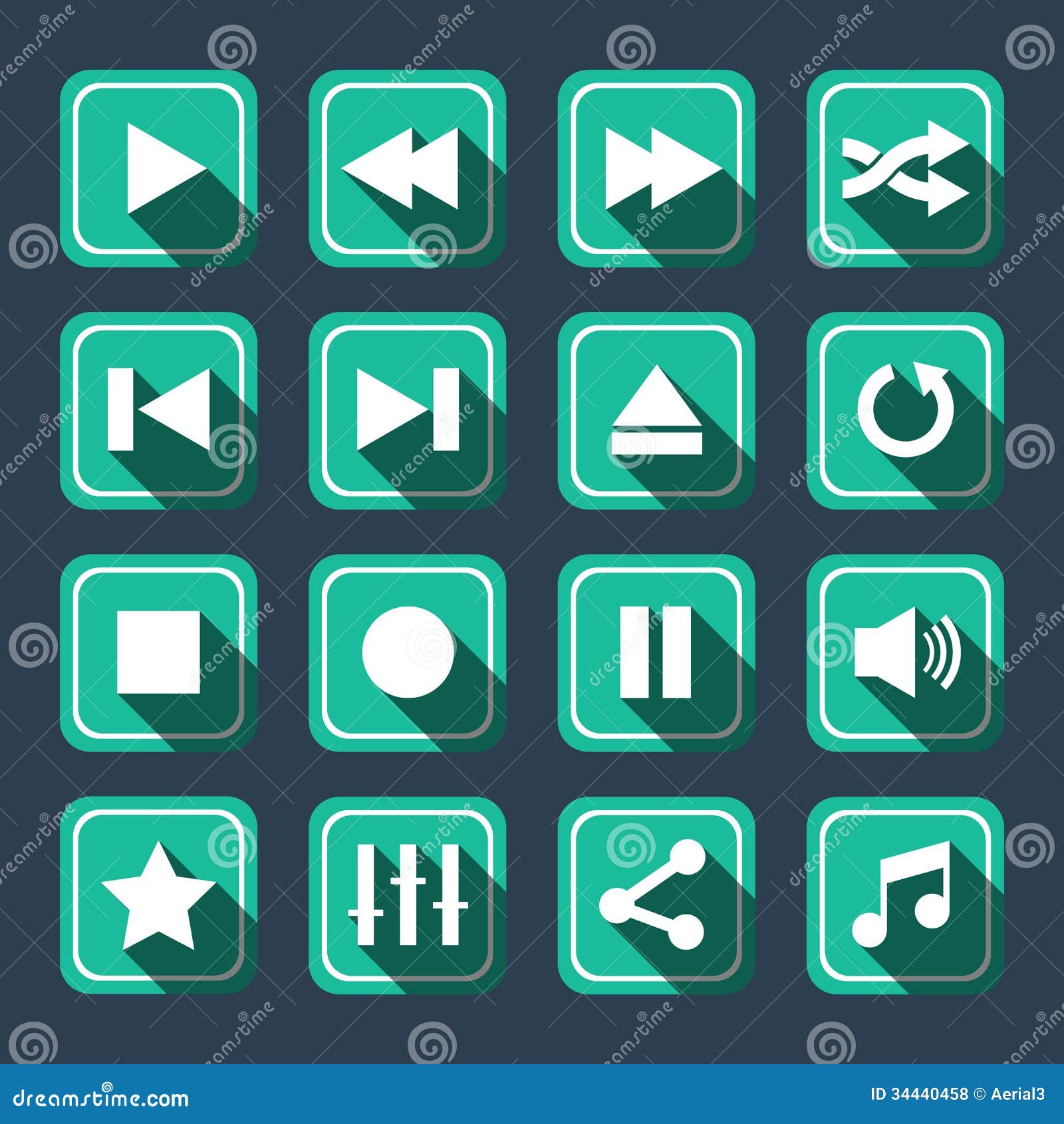 Langer Schatten Emerald Multimedia Vector Icons Withs Vektor Abbildung ...