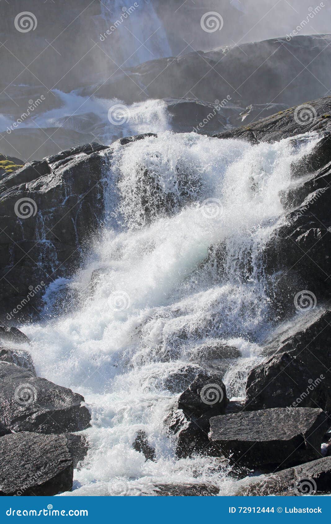 Langfossen Waterfall in Summer Stock Photo - Image of rapid, nature ...
