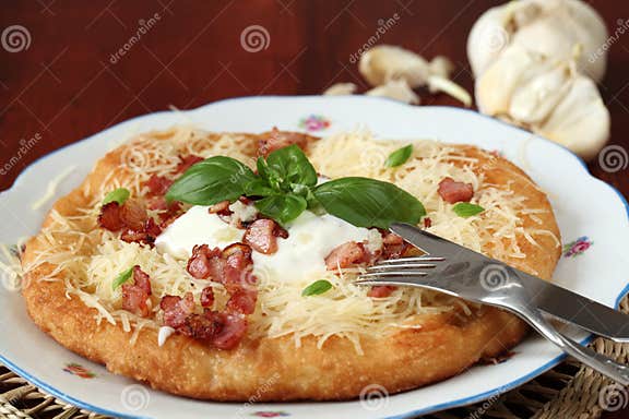 Langos stock photo. Image of yogurt, meal, white, langos - 12526268