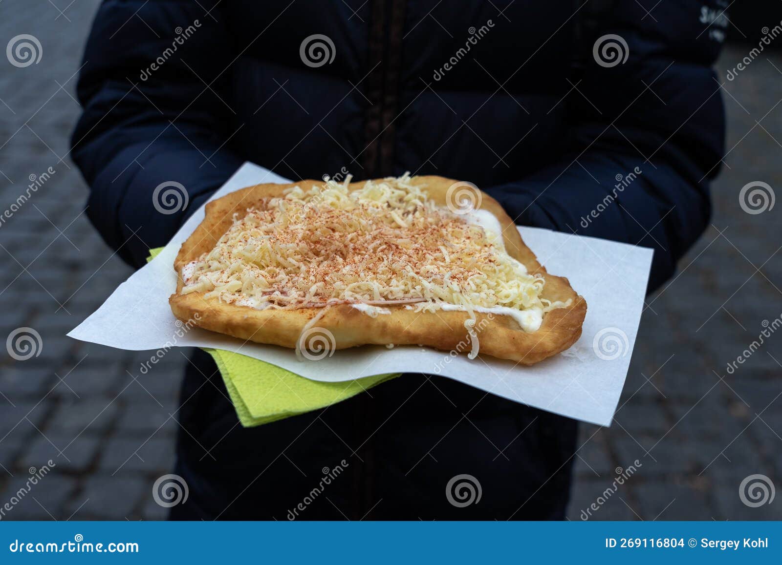 Langos - a Typical Hungarian a Deep Fried Flatbread, Stock Photo ...