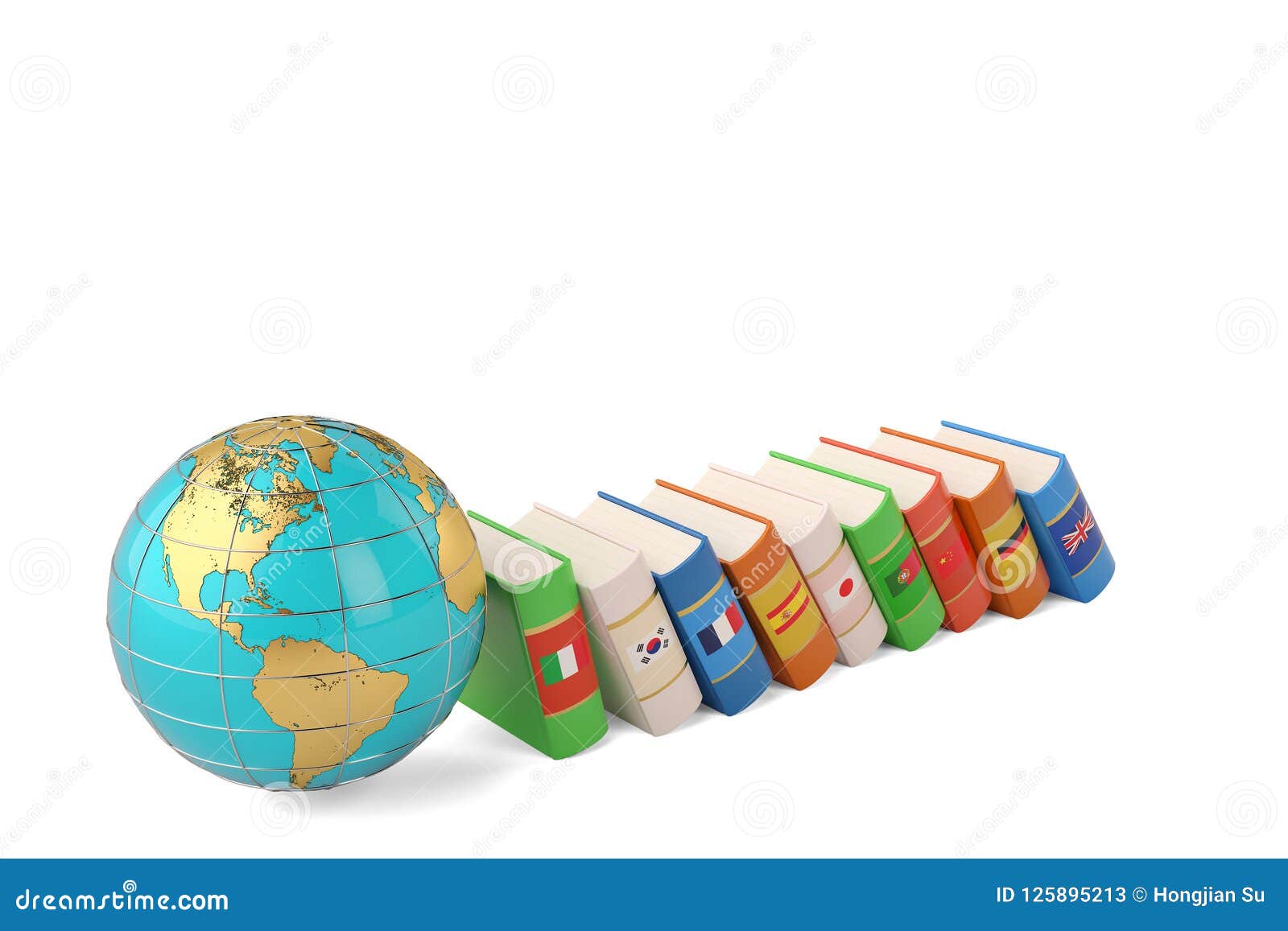 Language Book with the Earth,3D Illustration. Stock Illustration ...