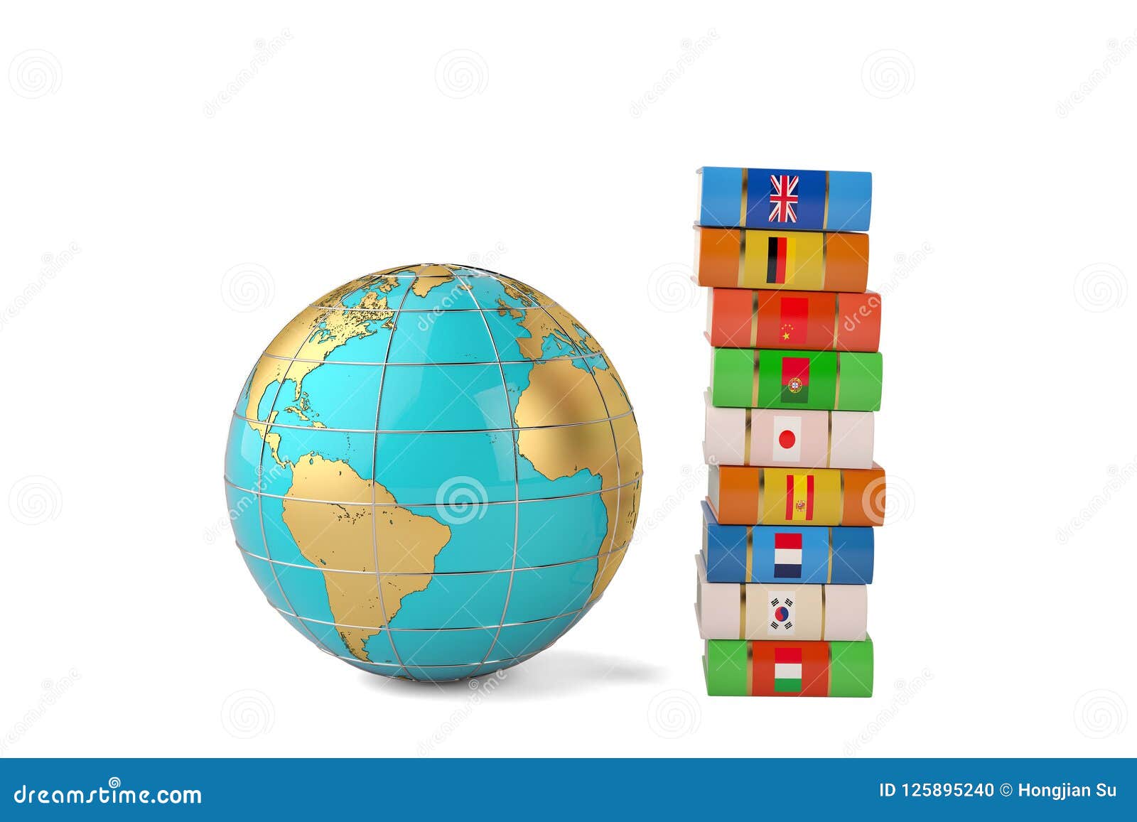 Language Book with the Earth,3D Illustration. Stock Illustration ...