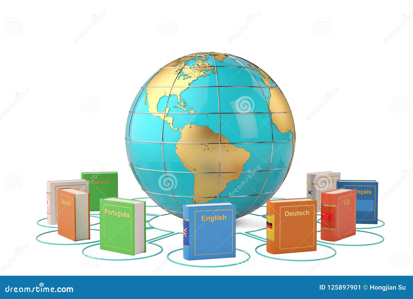 Language Book with the Earth,3D Illustration. Stock Illustration ...