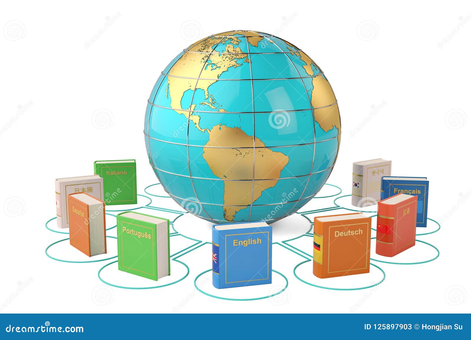 Language Book with the Earth,3D Illustration. Stock Illustration ...