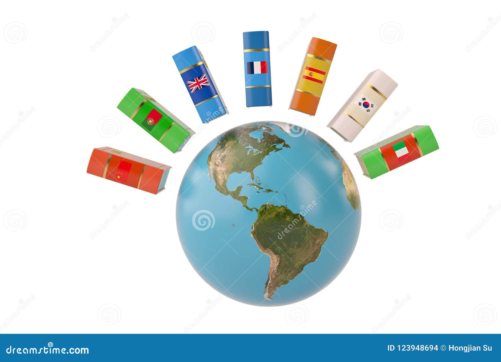 Language Book with the Earth,3D Illustration. Stock Illustration ...
