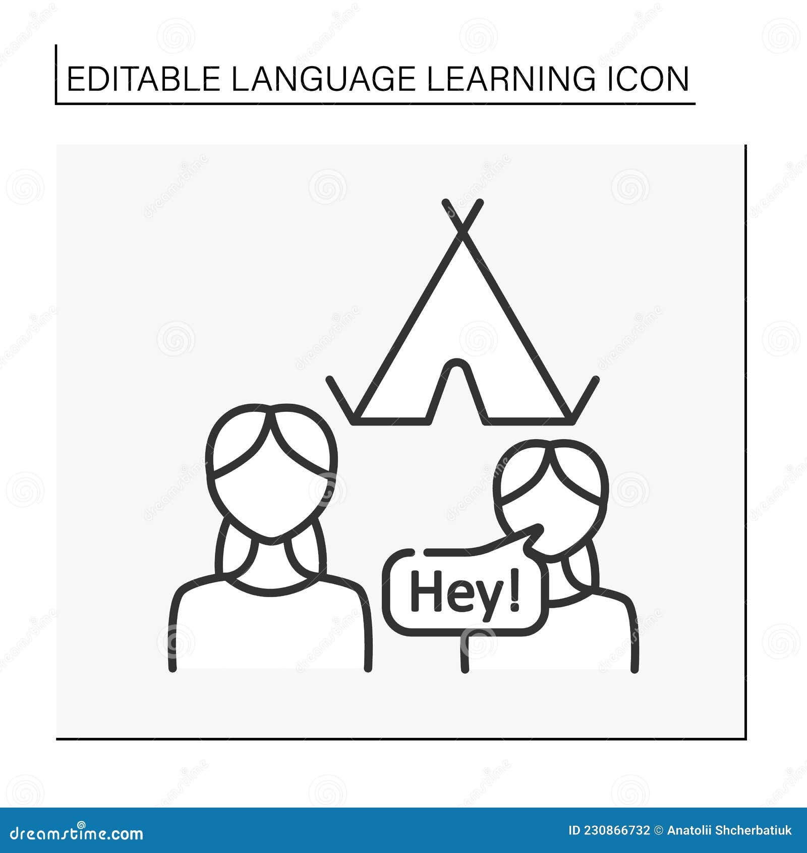 Language camps line icon stock vector. Illustration of dictionary ...