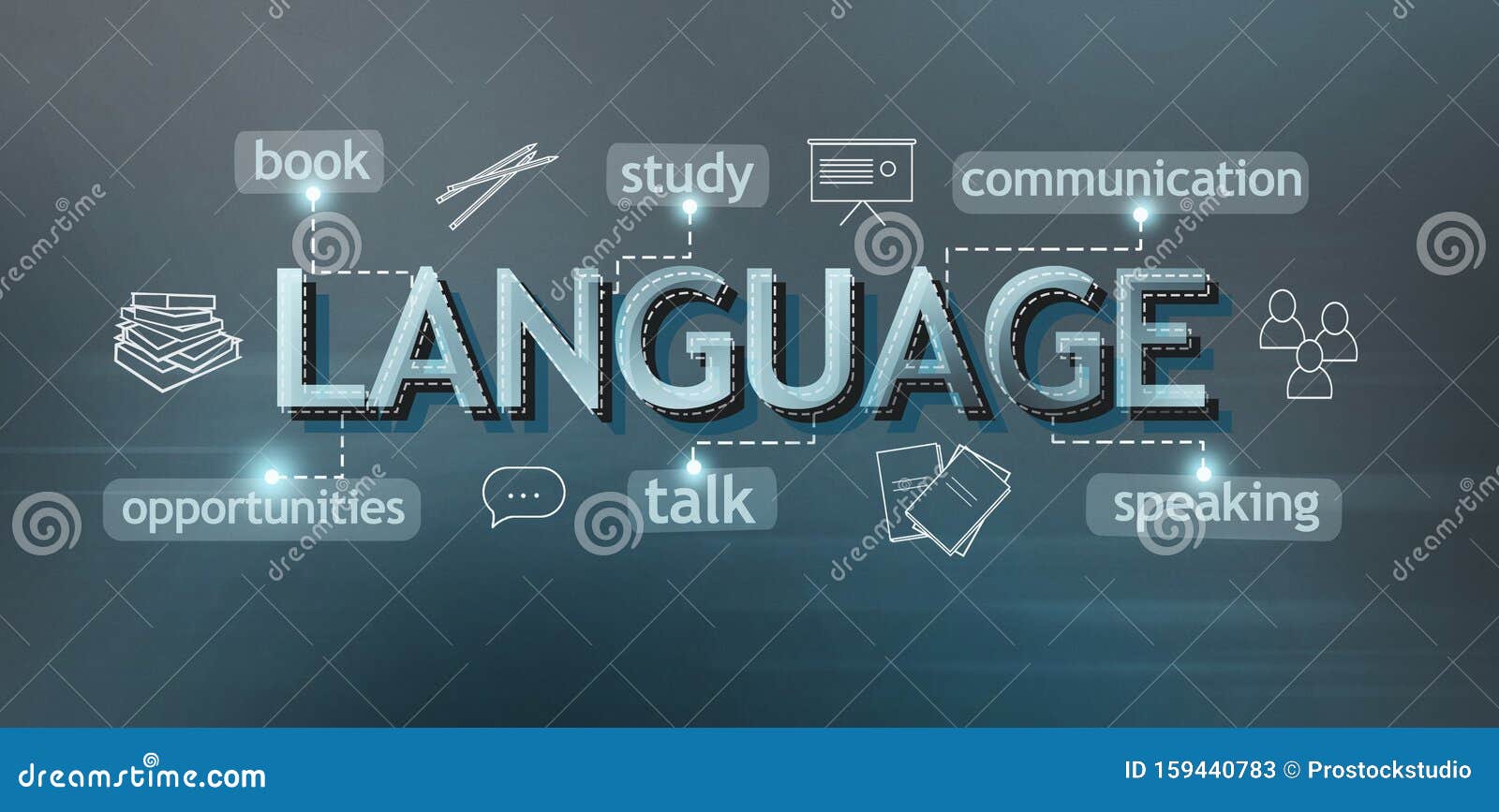 Language Courses Advertisement with Different Possibilities on Blue ...