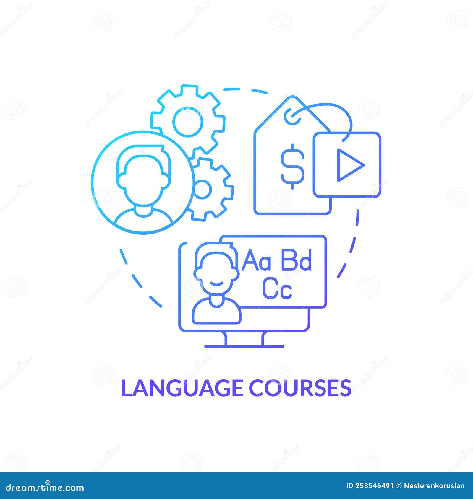 Language Courses Blue Gradient Concept Icon Stock Vector - Illustration of foreign, tutorial ...