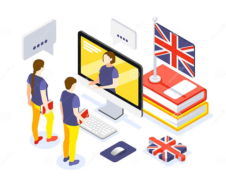Language Courses Isometric Composition Stock Vector - Illustration of ...