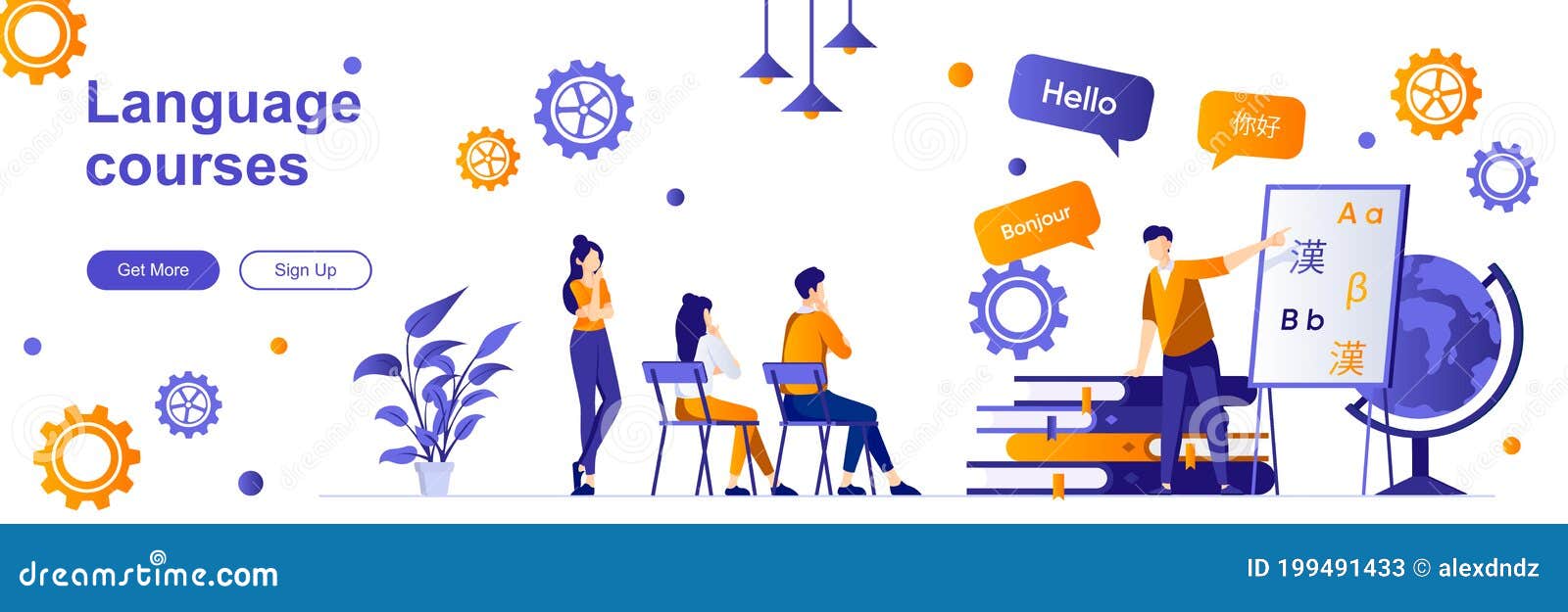 Language Courses, Online Learning, English Shool, E-learning Concept On ...