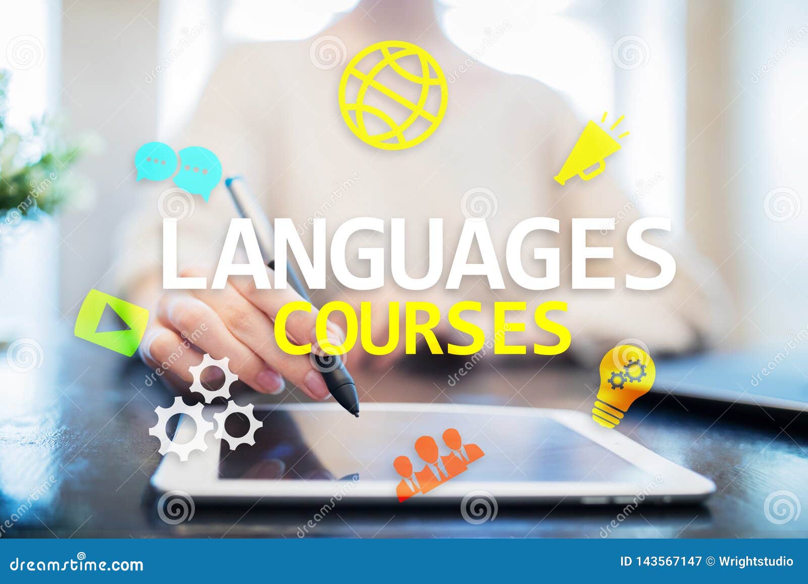 Language Courses, Online Learning, English Shool, E-learning Concept On ...