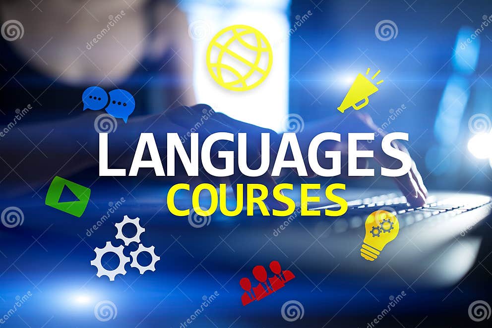 Language Courses, Online Learning, English Shool, E-learning Concept on ...
