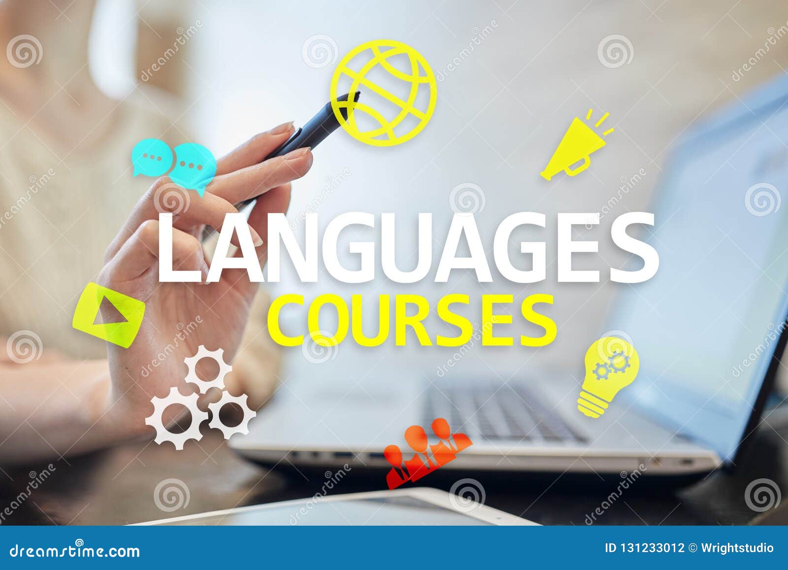 Language Courses, Online Learning, English Shool, E-learning Concept On ...