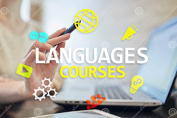 Language Courses, Online Learning, English Shool, E-learning Concept on ...