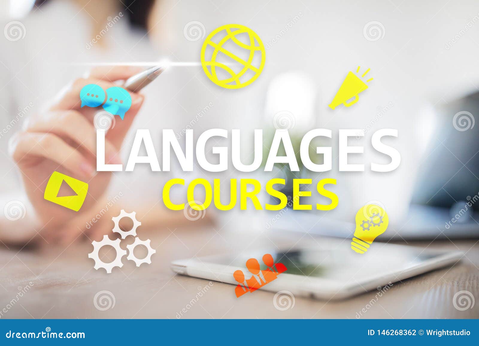 Language Courses, Online Learning, English Shool, E-learning Concept On ...