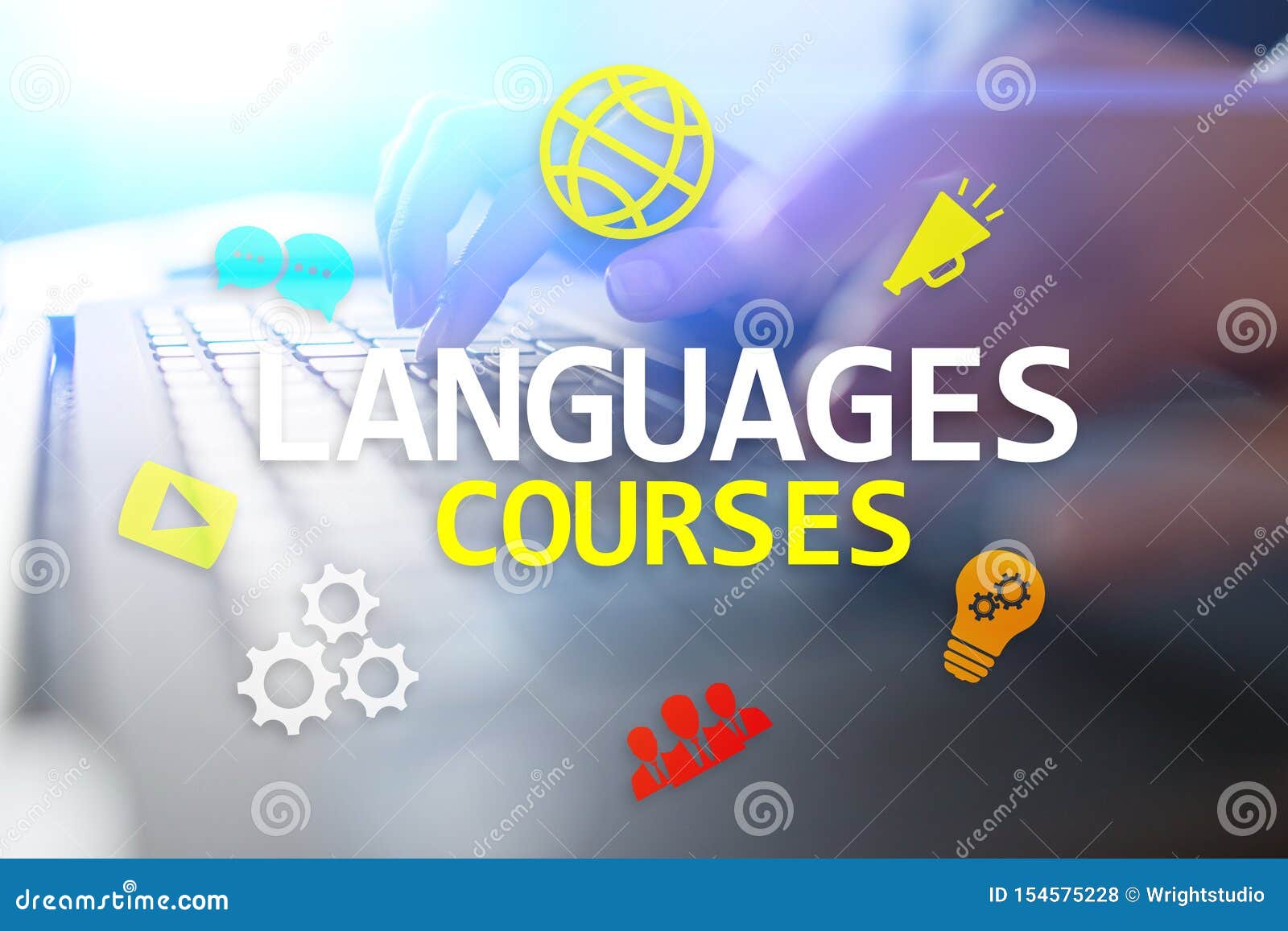 Language Courses, Online Learning, English Shool, E-learning Concept On ...