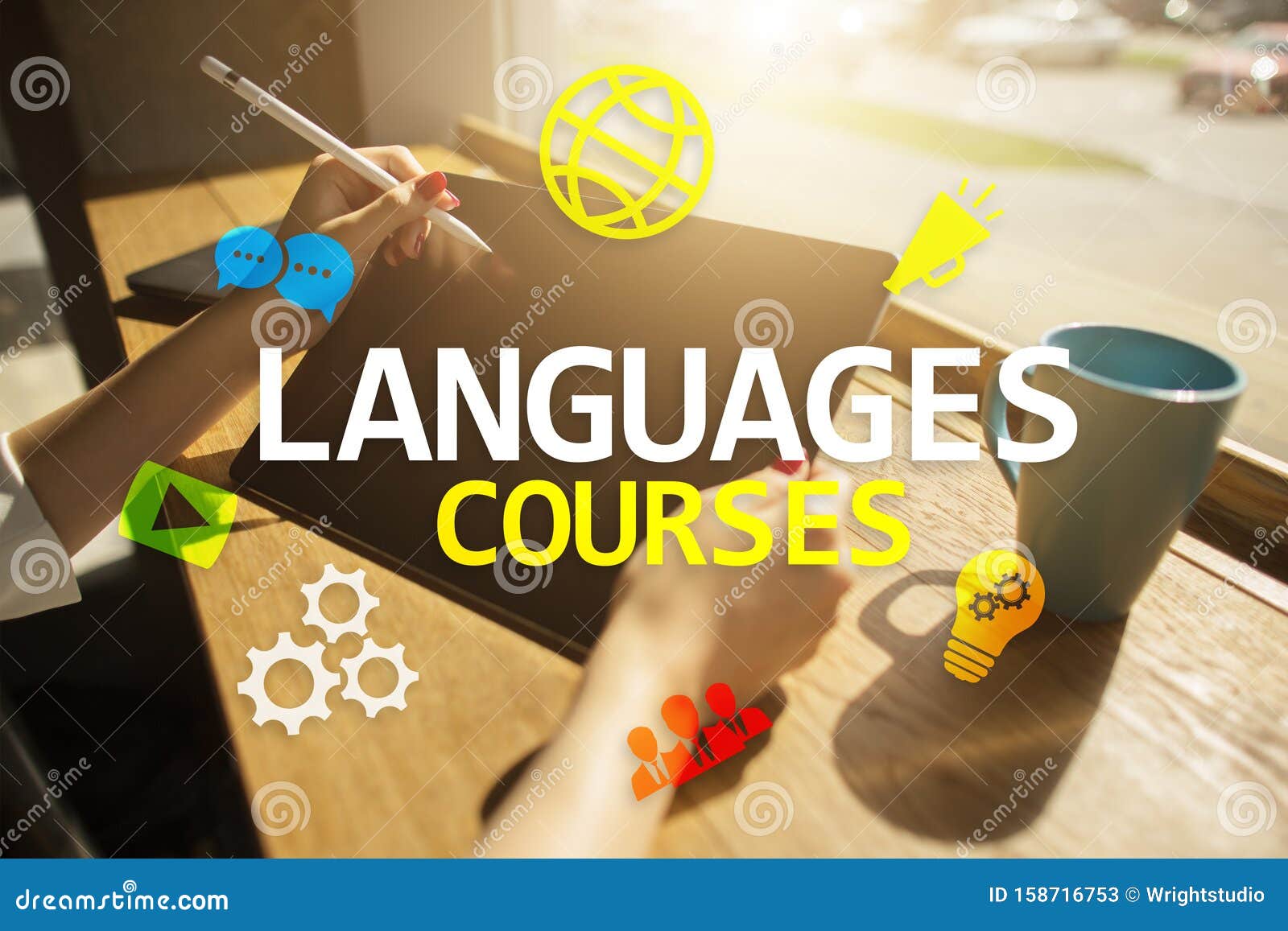 Language Courses, Online Learning, English Shool, E-learning Concept on ...