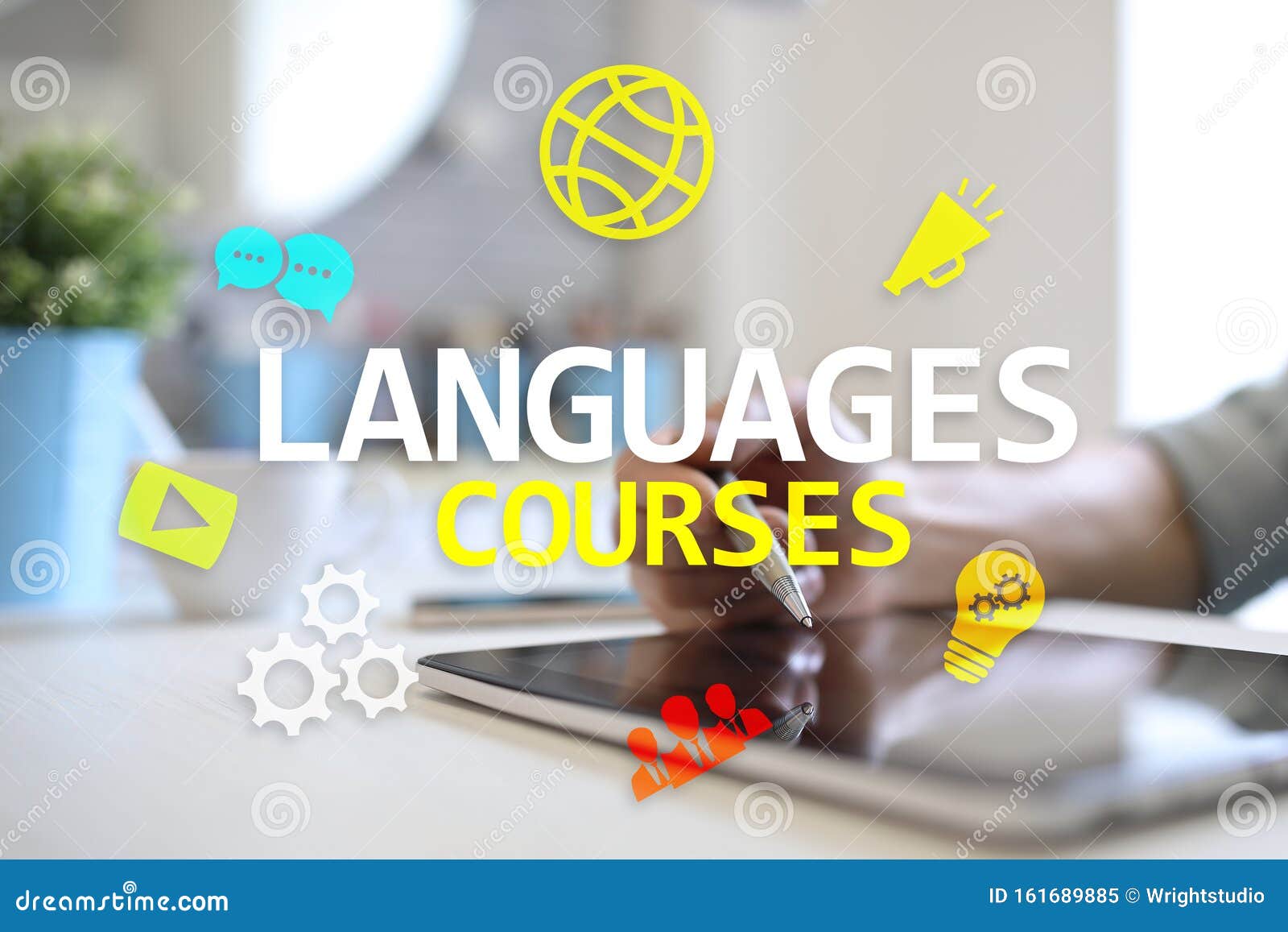 Language Courses, Online Learning, English Shool, E-learning Concept on ...