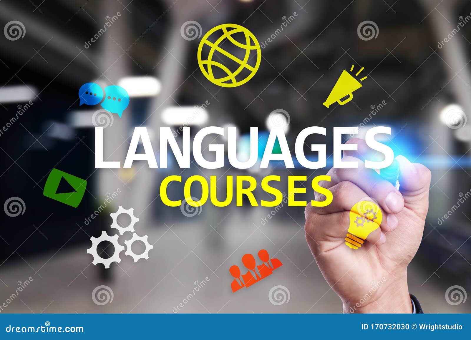 Language Courses, Online Learning, English Shool, E-learning Concept On ...