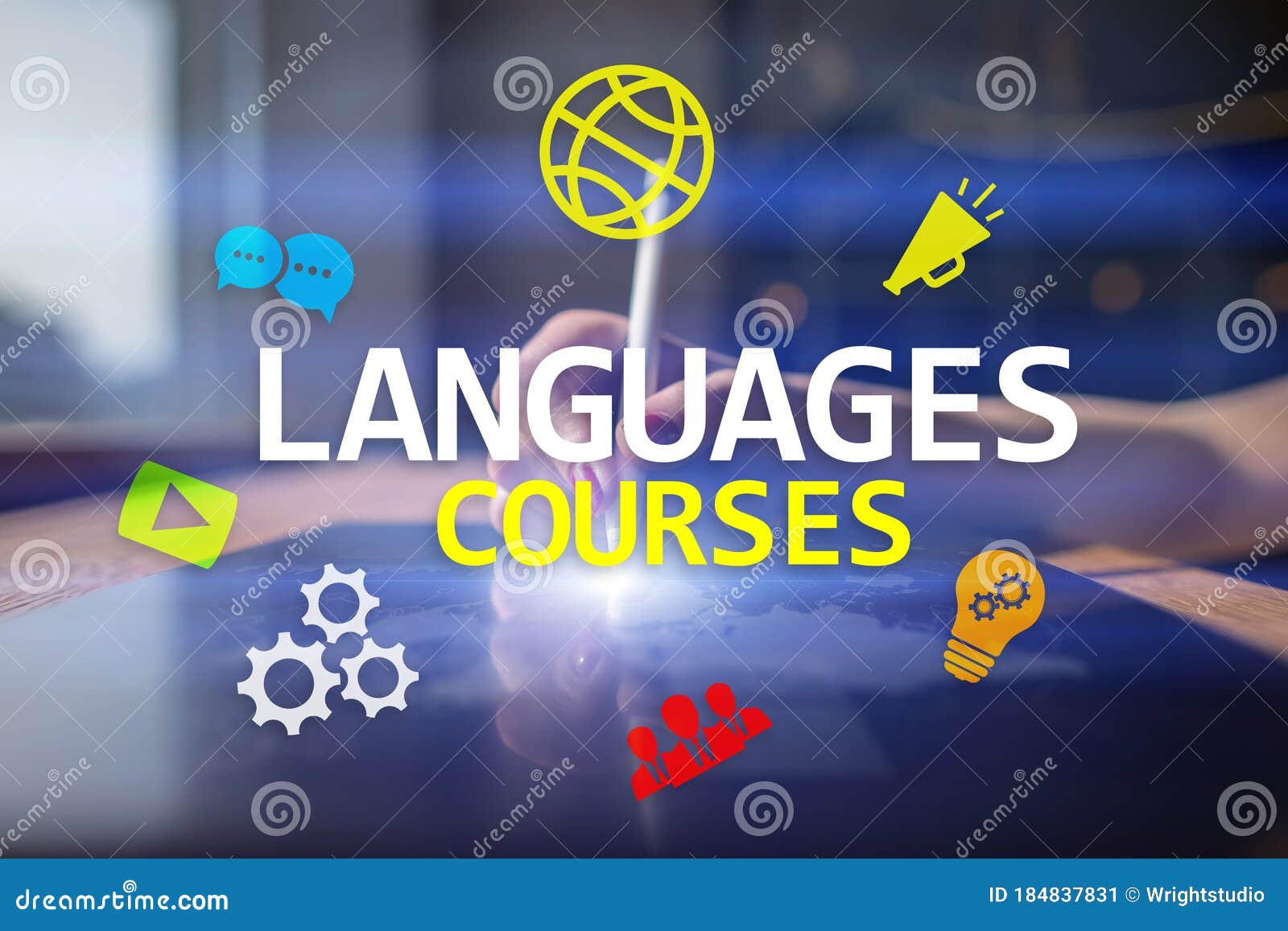 Language Courses, Online Learning, English Shool, E-learning Concept on ...