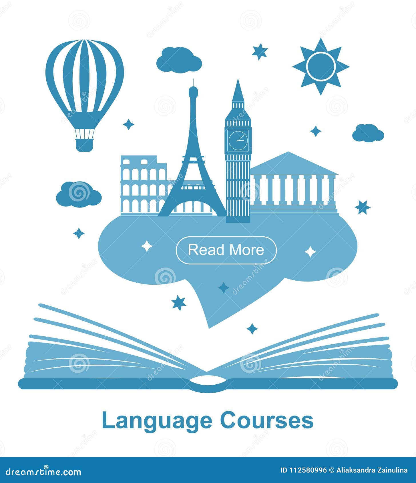 Language courses poster stock vector. Illustration of flat - 112580996