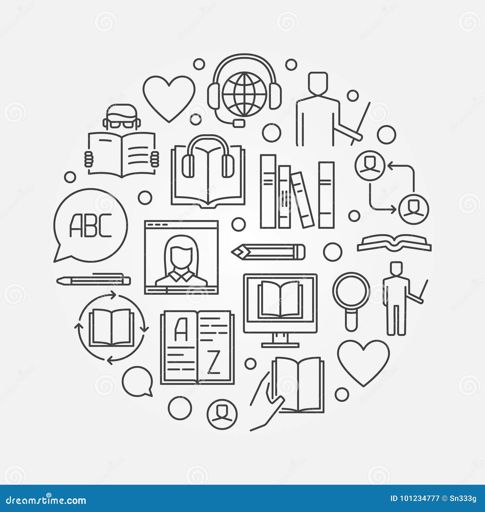 Language Courses Round Illustration Stock Vector - Illustration of ...