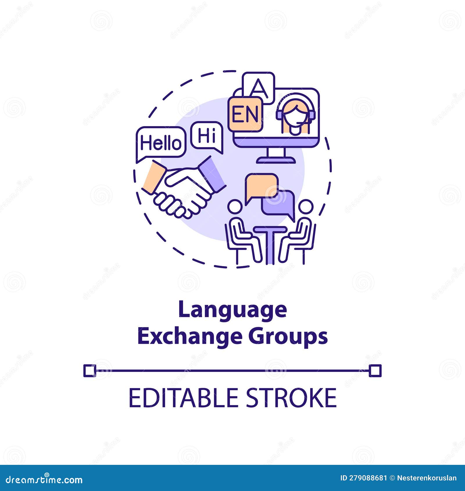 Language Exchange Groups Concept Icon Stock Vector - Illustration of ...
