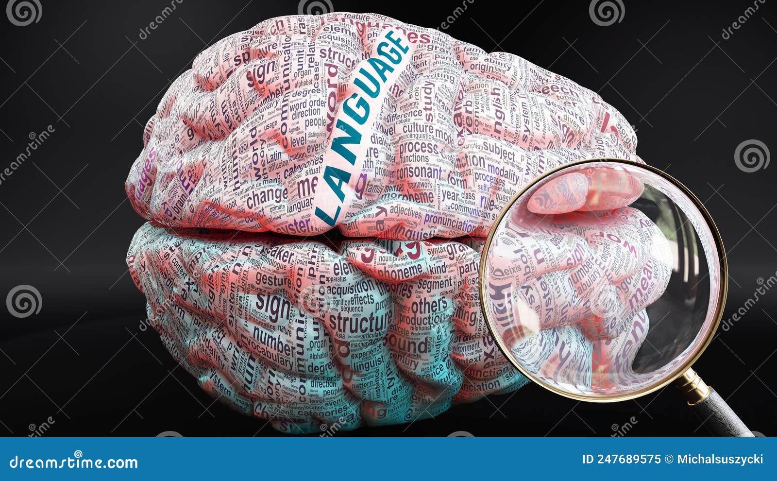 Language in human brain stock illustration. Illustration of brain ...