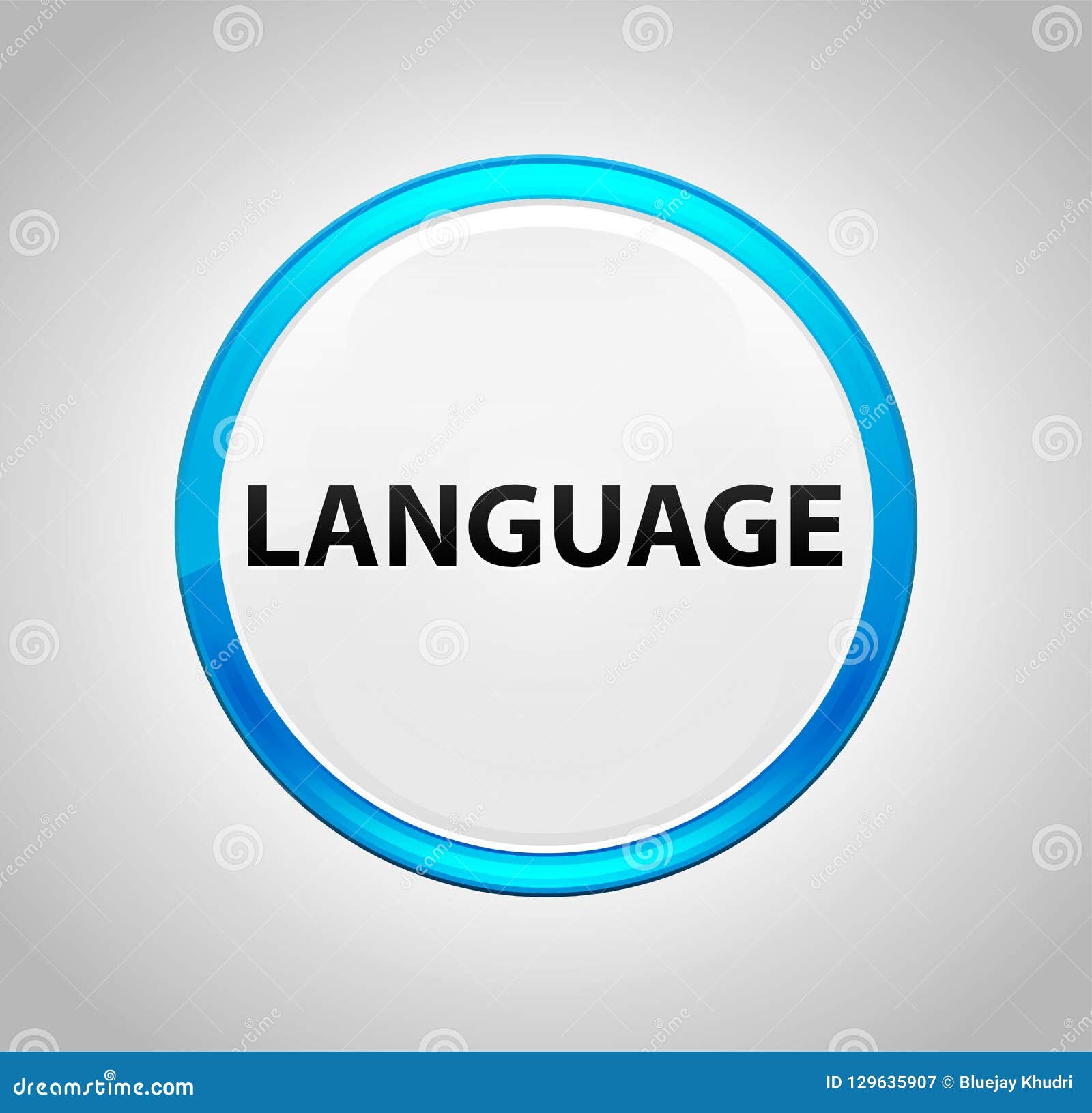 Language Round Blue Push Button Stock Illustration - Illustration of ...