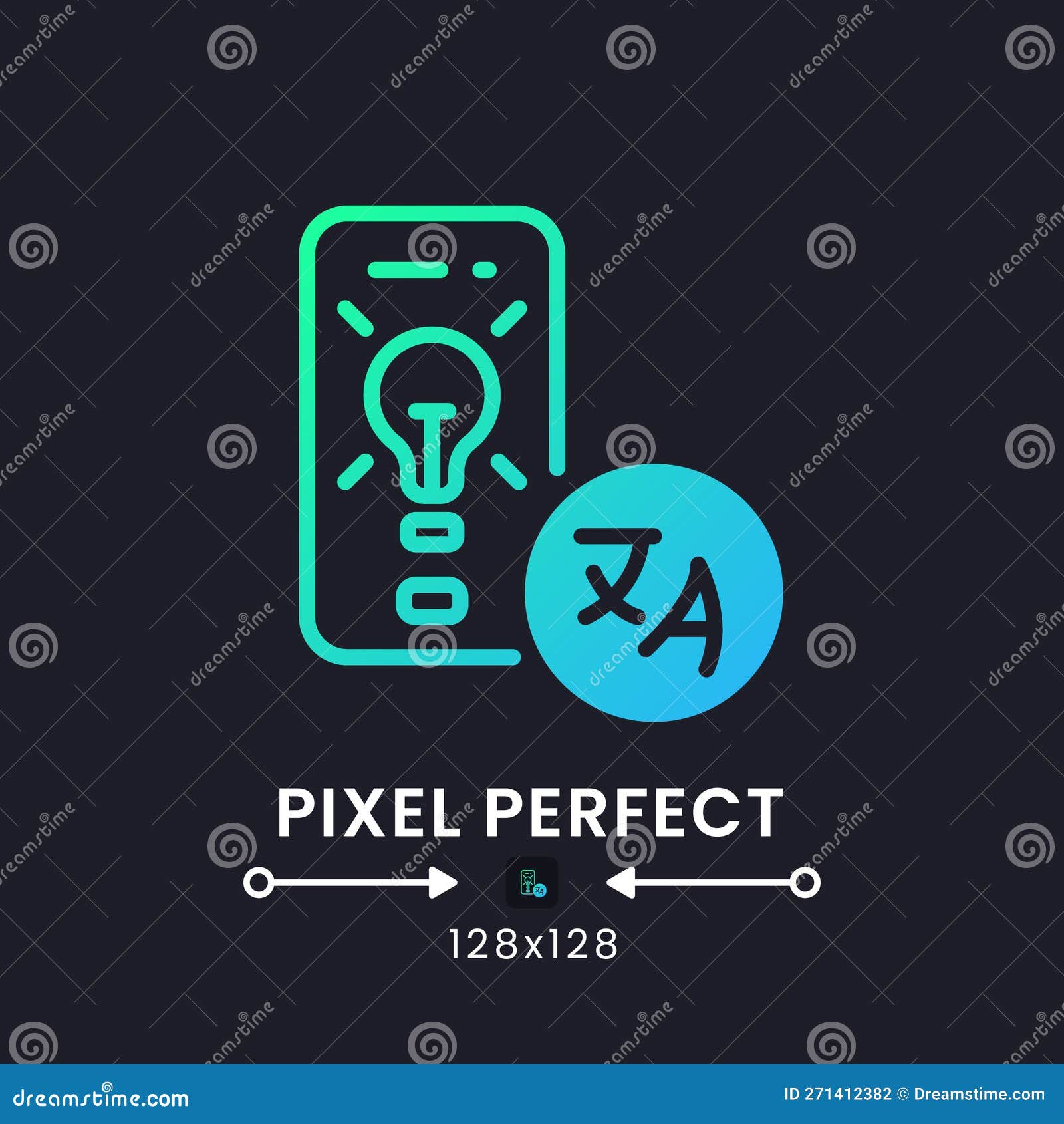 Language Learning App Blue Solid Gradient Desktop Icon on Black Stock Vector - Illustration of ...