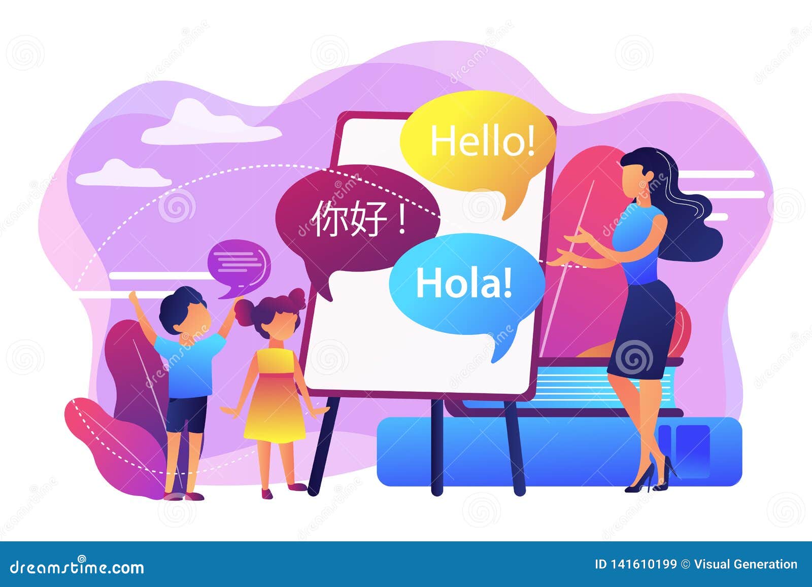Language Learning Camp Concept Vector Illustration. Stock Vector ...