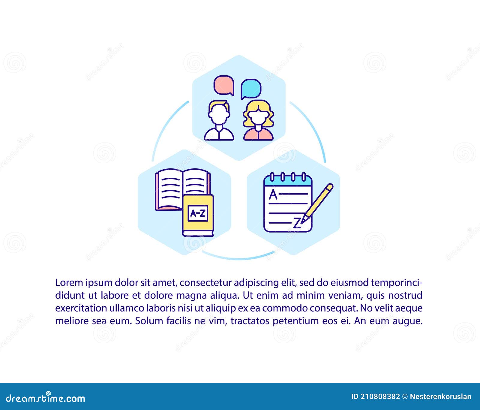 Language Learning Concept Icon with Text Stock Vector - Illustration of ...
