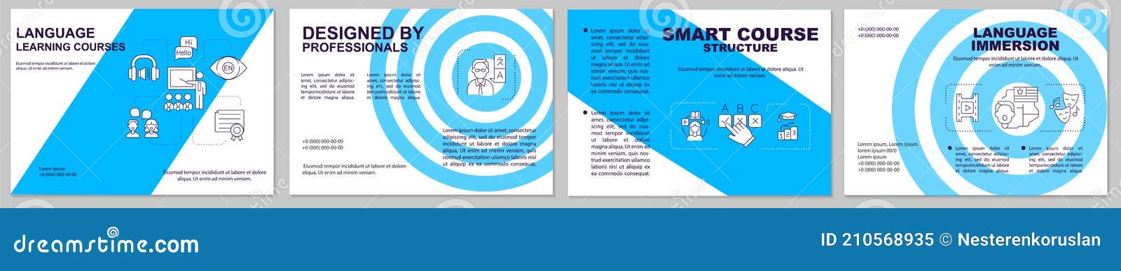 Language Learning Courses Brochure Template Stock Vector - Illustration ...