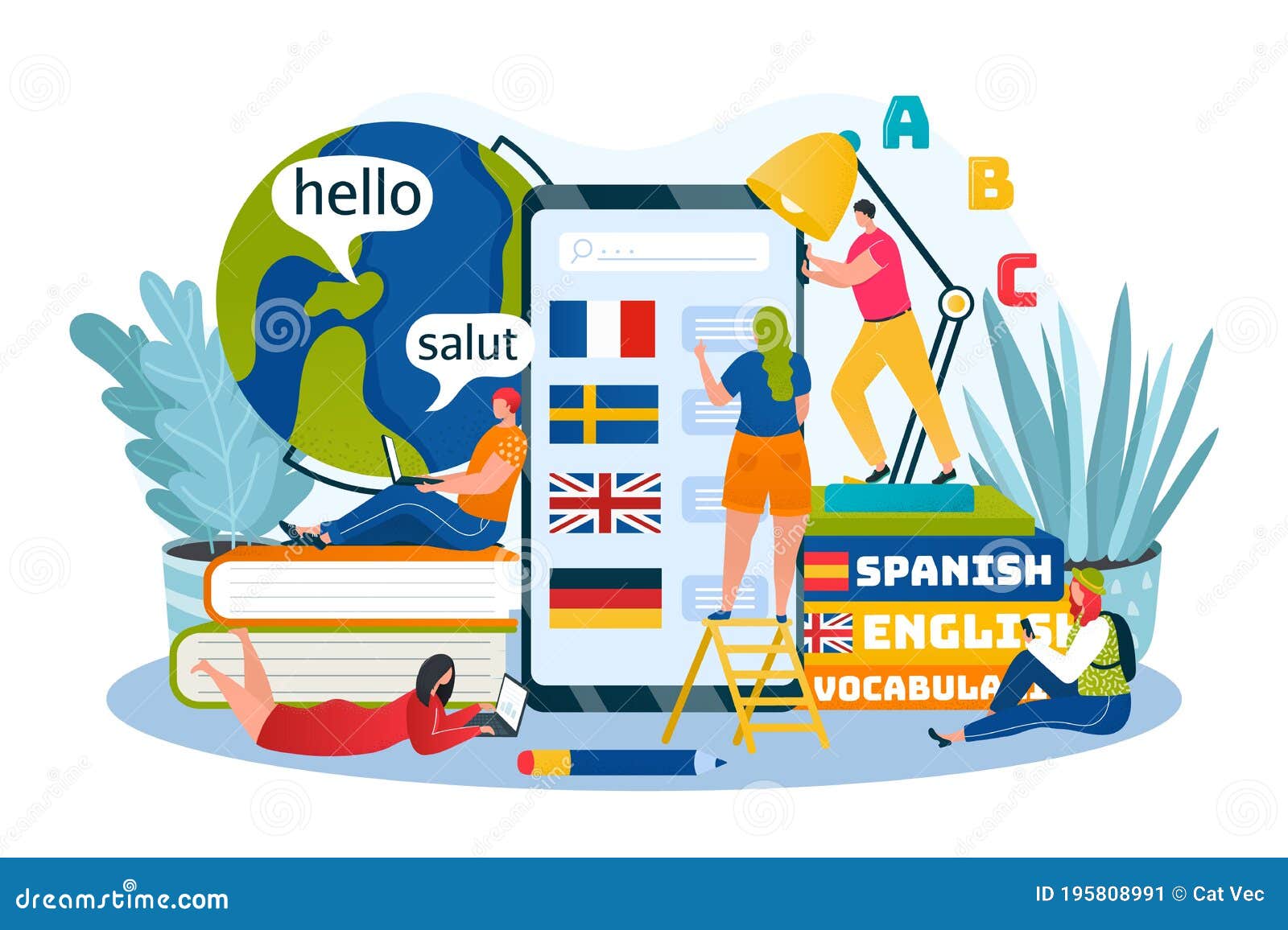 Language Learning, Education and Training Courses Online Vector ...
