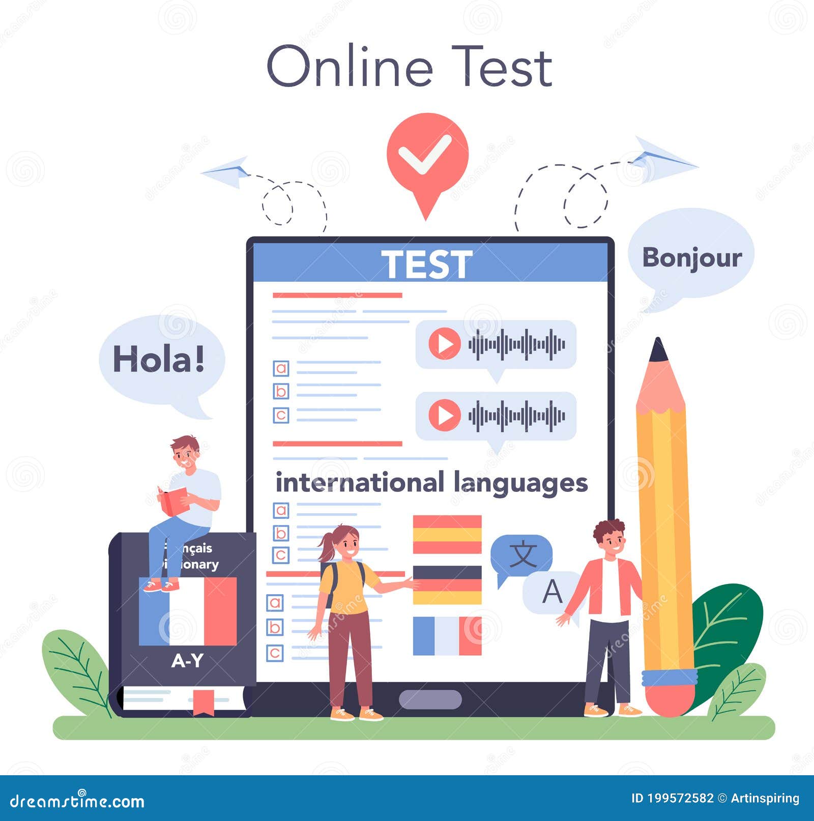 Language Learning Online Service or Platform. Professor Teaching Stock ...