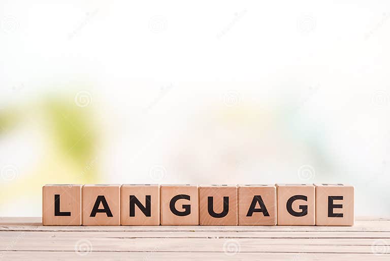 Language Lesson Sign on a Table Stock Photo - Image of information ...