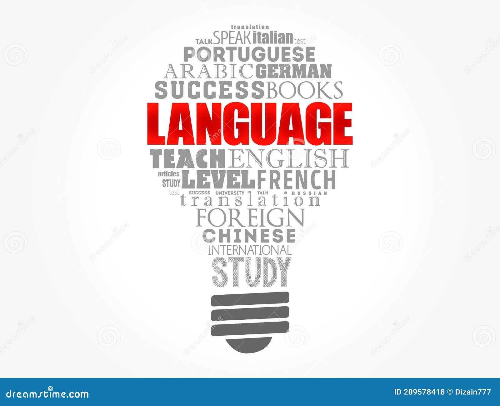 Language Light Bulb Word Cloud Collage, Education Business Concept ...