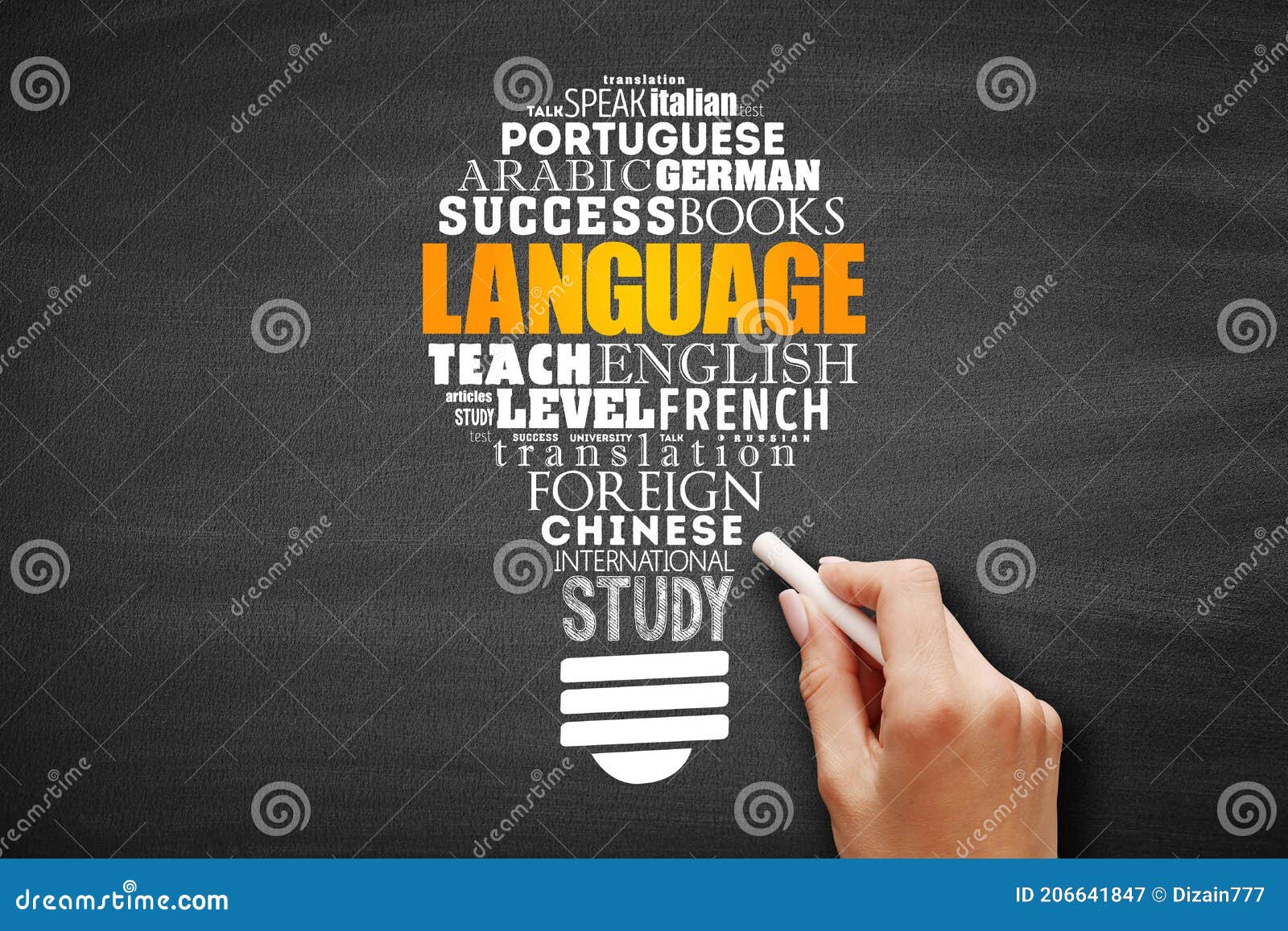 Language Light Bulb Word Cloud Collage Stock Image - Image of business ...