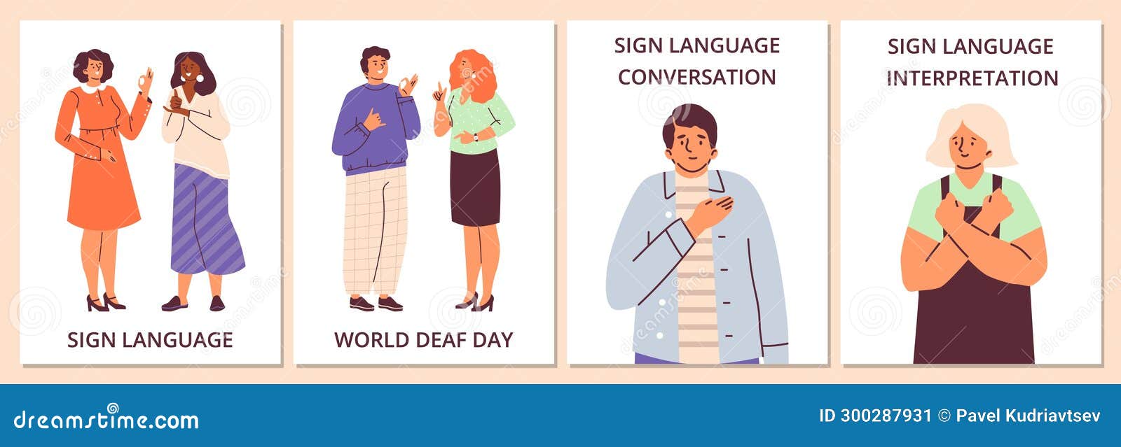 Language of People with Hearing Impairments and Deafness, Vector ...