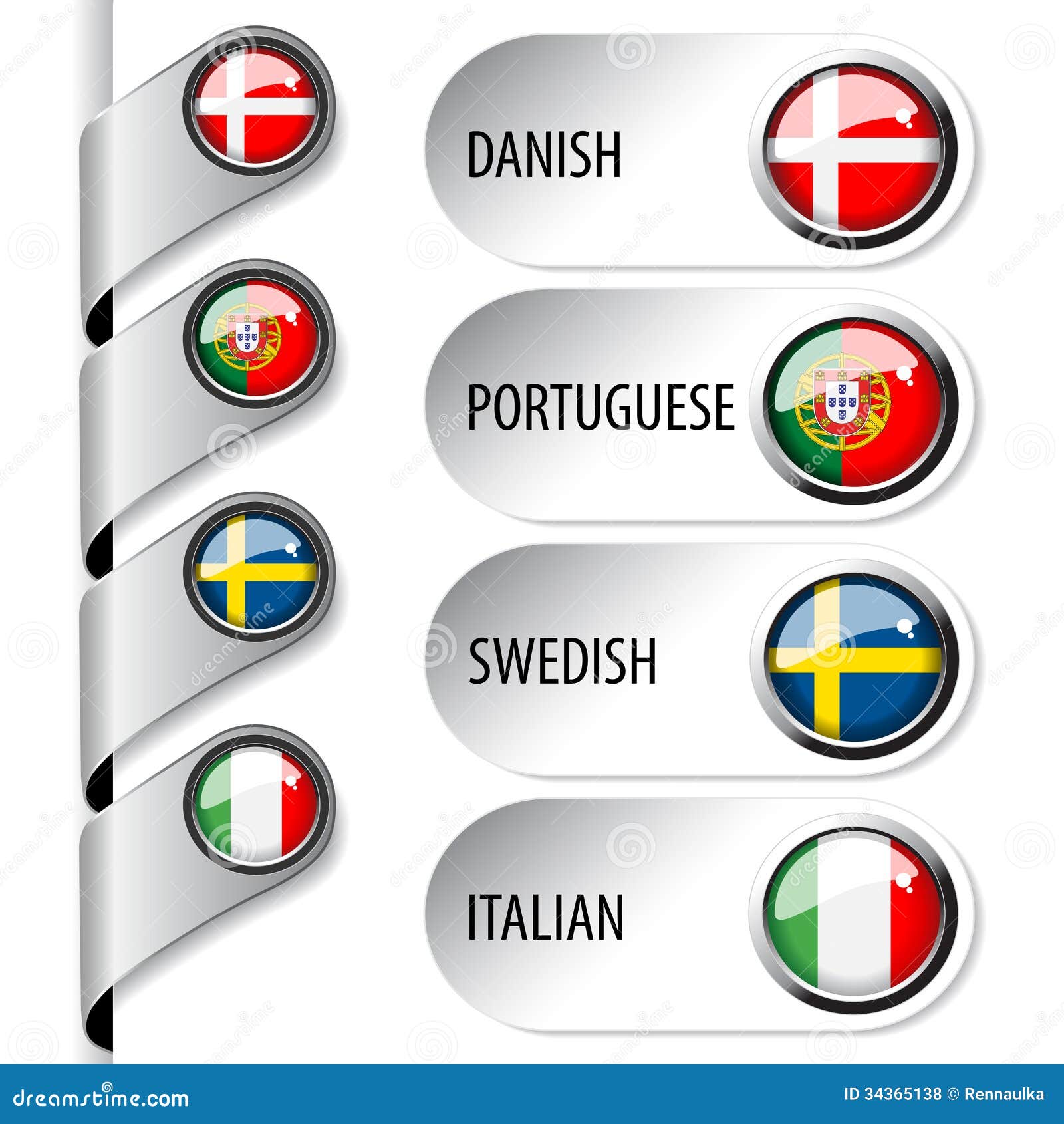 Language Pointers with Flag for Web - Set 2 Stock Vector - Illustration ...