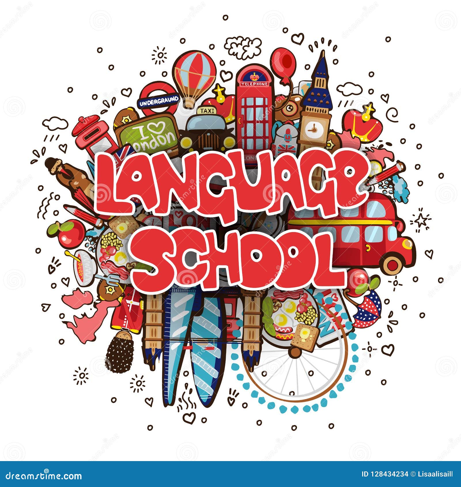 Language School Educational and Travelling Concept. Language School ...