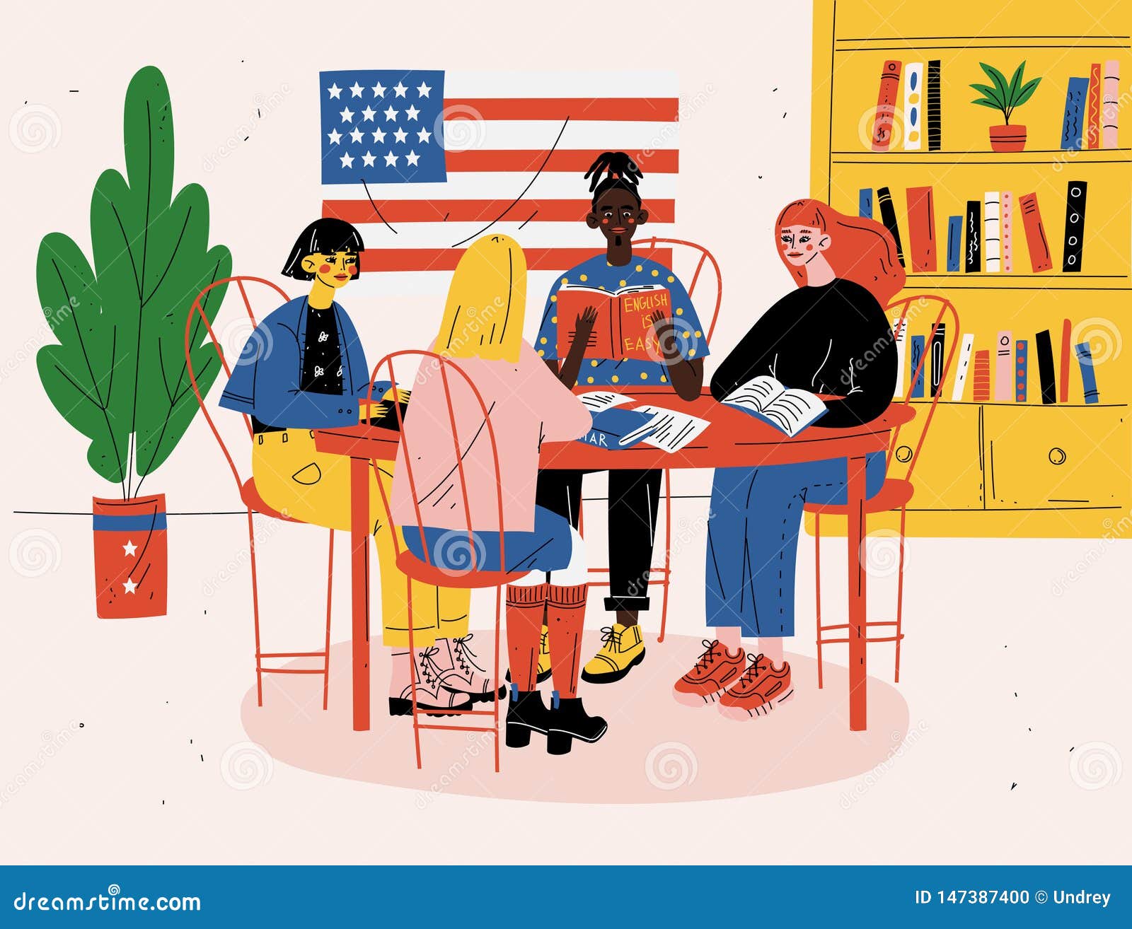 Language School. English Lesson Stock Vector - Illustration of seminar ...