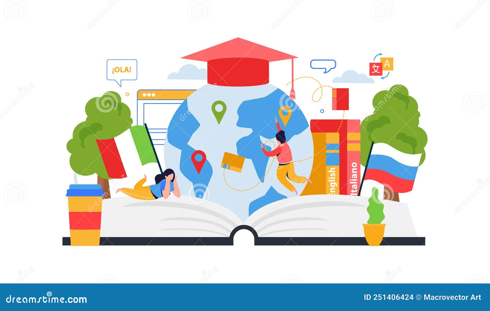 Language School Flat Composition Stock Vector - Illustration of ...