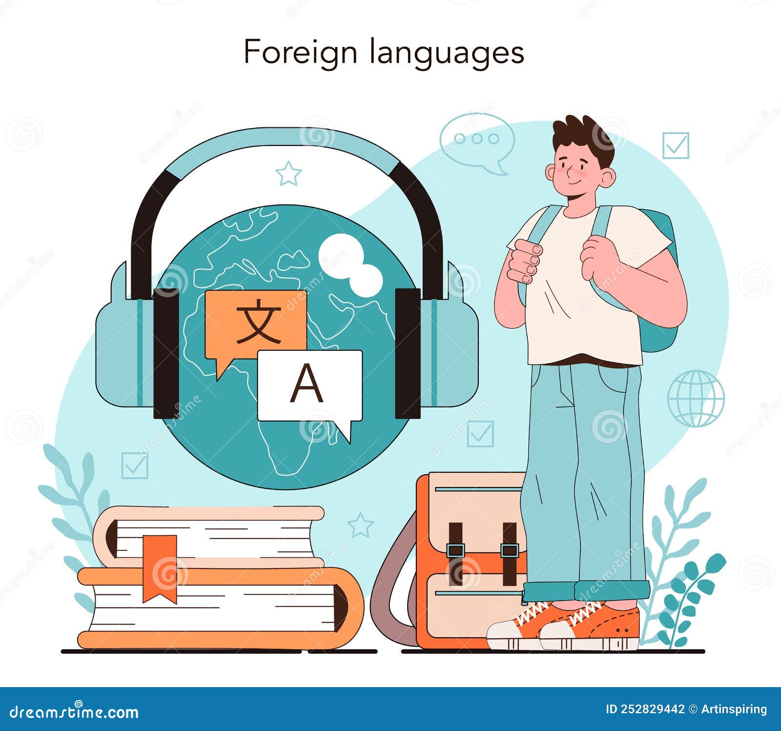 Language School. Professor Teaching Foreign Languages Stock Vector ...