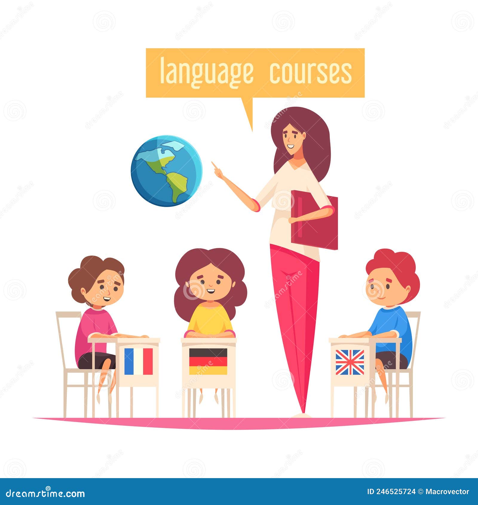 Language Training Kids Composition Stock Vector - Illustration of ...