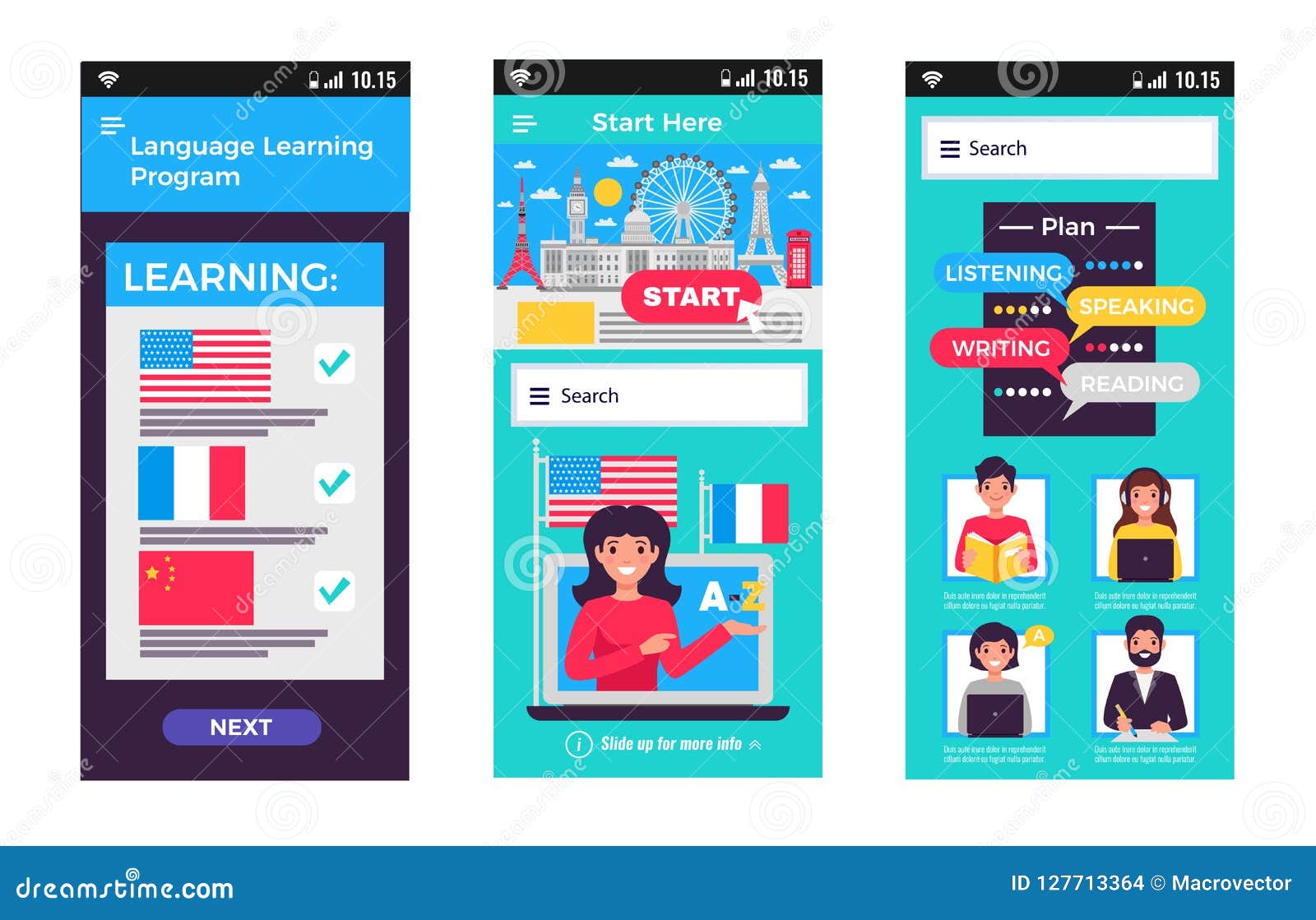 Language Training Mobile Apps Stock Vector - Illustration of electronic ...