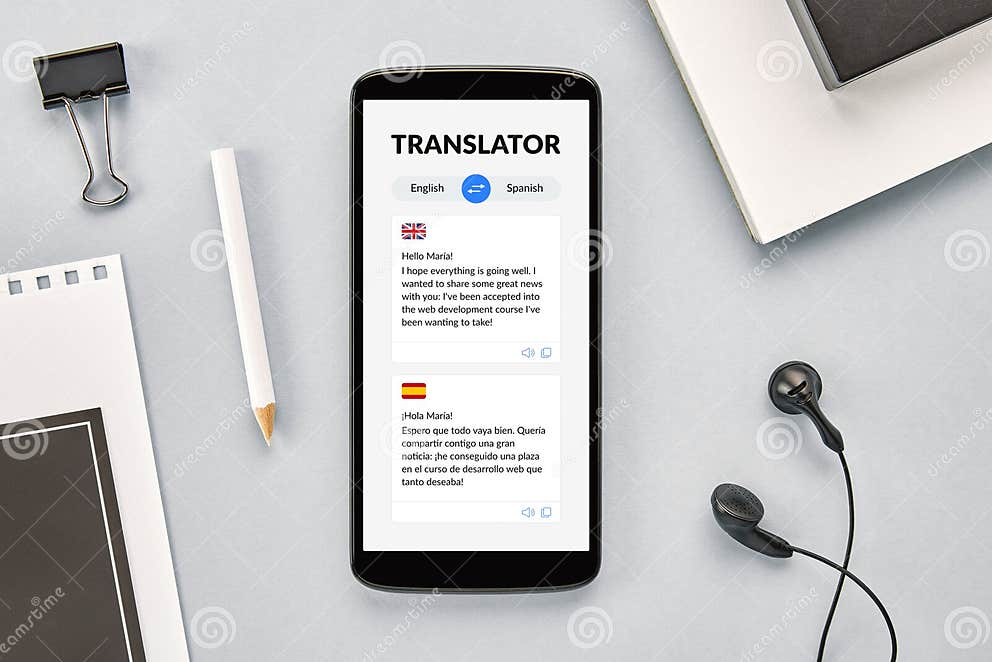 Language Translator App Concept on Smartphone Screen Stock Image ...