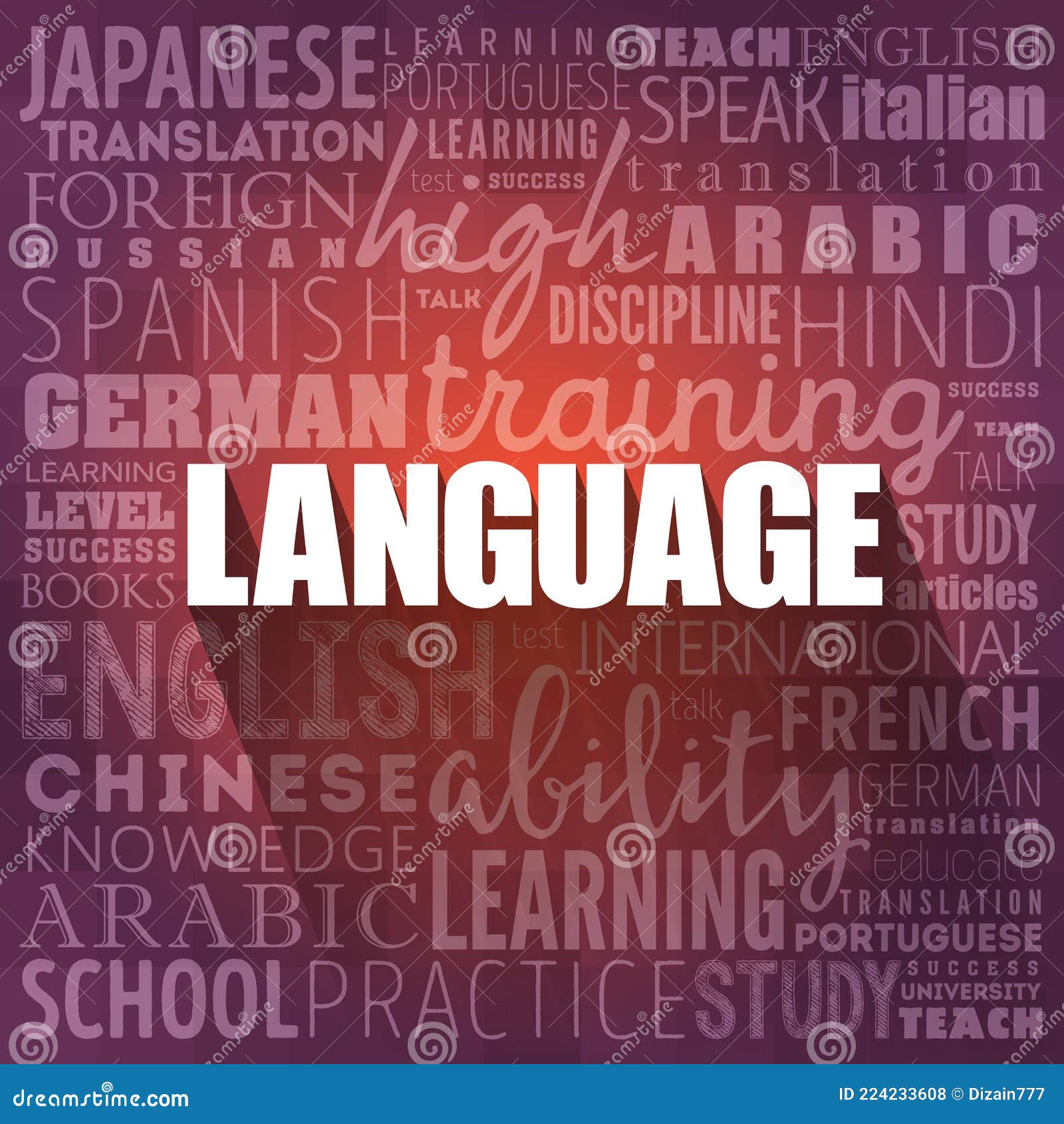 LANGUAGE Word Cloud, Education Business Concept Stock Illustration ...