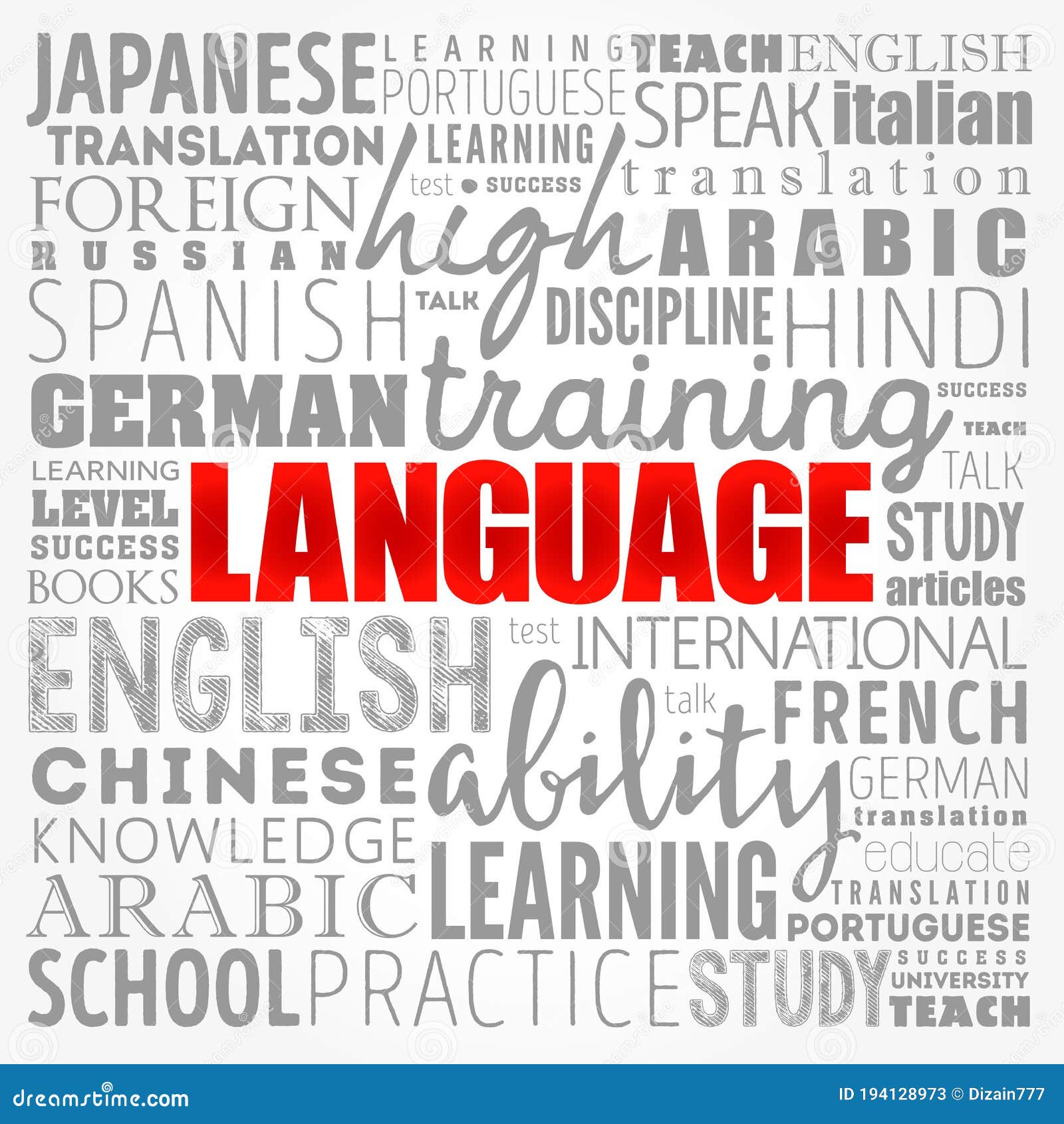 Language Word Cloud, Education Business Concept Background Stock ...