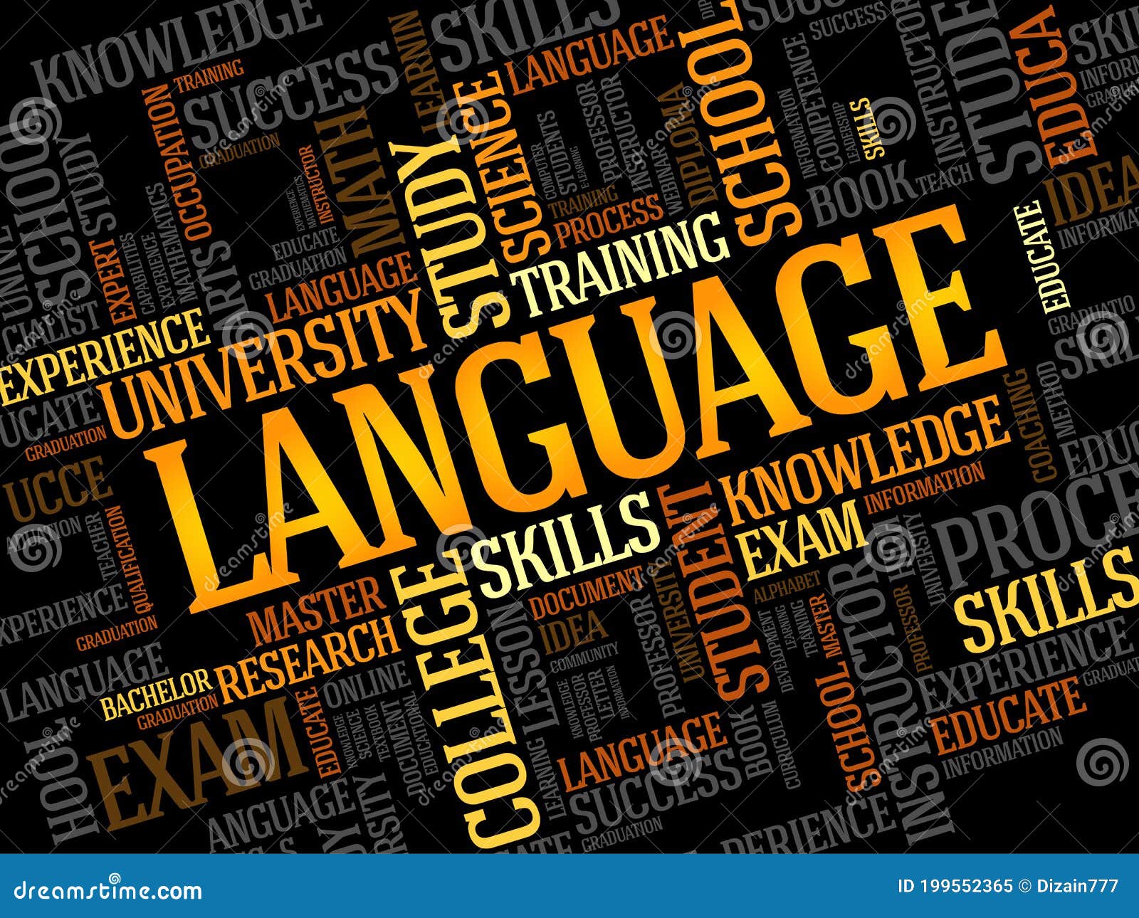 LANGUAGE word cloud stock illustration. Illustration of greet - 199552365